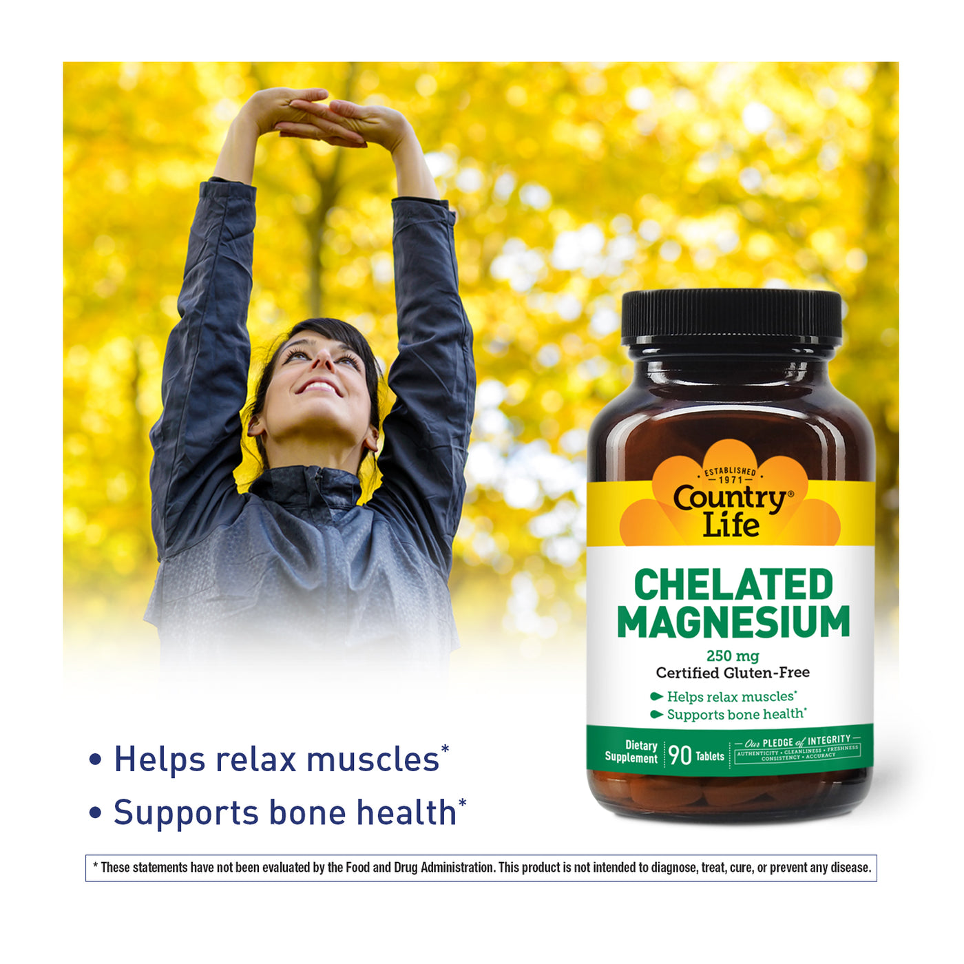 Chelated Magnesium 250mg Supplement: Muscle Support, Energy – Country ...