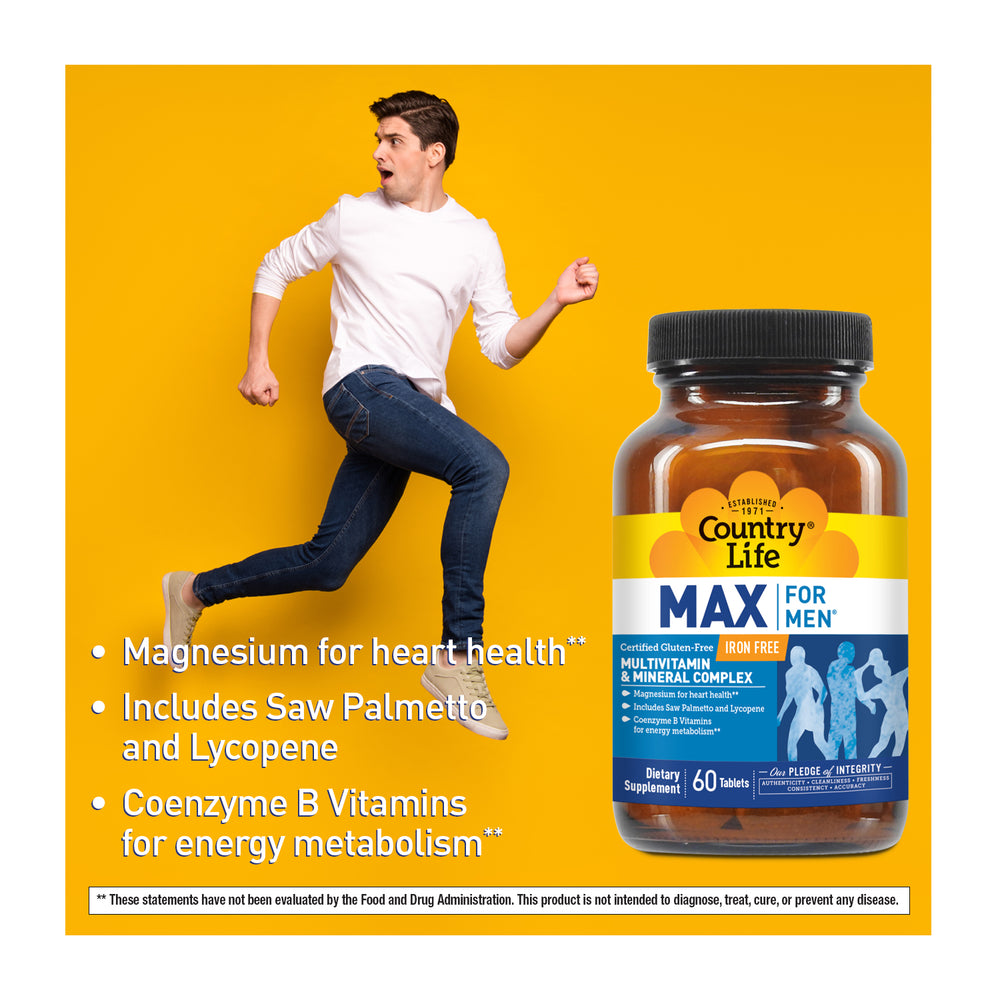 Max for Men® | Iron-Free Multivitamin with Zinc, B Vitamins – Country ...